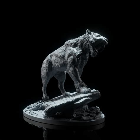 🆓 Smilodon Populator Roaring 1 35 Scale Pre Supported・free Stl File For