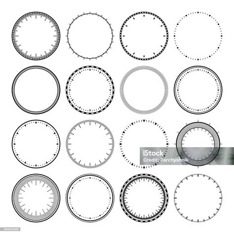 기계 시계 얼굴 베젤 분 및 시간 표시와 함께 다이얼을 보십시오 타이머 또는 스톱워치 요소 분할이 있는 빈 측정 원 스케일입니다 벡터 일러스트레이션 가리키기에 대한 스톡