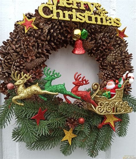 Купити Новорічний різдвяний вінок на двері 36 с Skrynya Ua