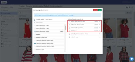 How To Configure Product Metrics On The Product Catalog Page