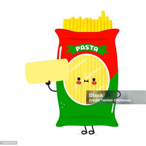 귀여운 스파게티 포스터 캐릭터 벡터 손으로 그린 만화 카와이 캐릭터 일러스트레이션 고립 된 흰색 배경 포스터가있는 파스타 개념에