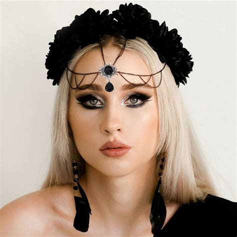 Gortin Gothic Headband Halloween Black Rose Headpiece Head