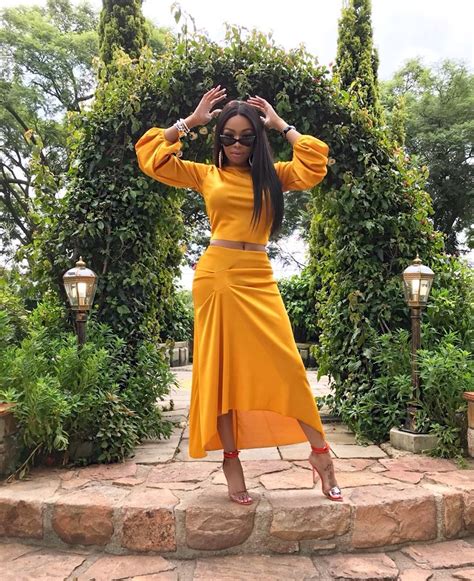 Bonang Matheba Looks Breathtaking In Yellow Blouse And Long Skirt PHOTOS Naijafamous