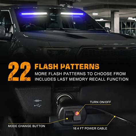 Blue White Emergency Strobe Dash Lights 144 Led Warning