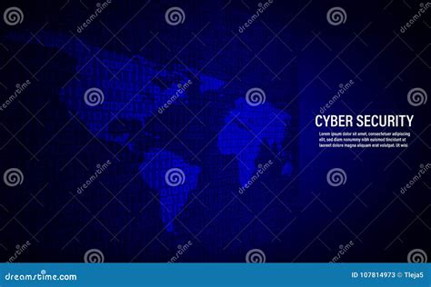 Cyber Security Concept On Binary Code Background Stock Vector Illustration Of Abstract