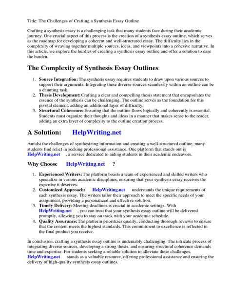 Synthesis Essay Outline Download Free Pdf Essays Apa Style