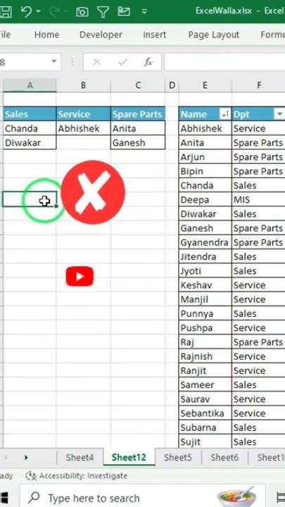 Filter Data Dynamically Shorts Shorts Exceltutorial Msexcel