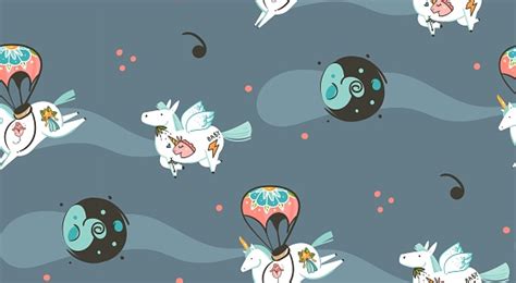 손으로 그린된 벡터 추상적인 그래픽 창작 만화 일러스트 원활한 패턴 구식 문신 혜성과 어두운 배경에서 분리 하는 우주에 있는 행성으로 우주 비행사 유니콘 0명에 대한 스톡