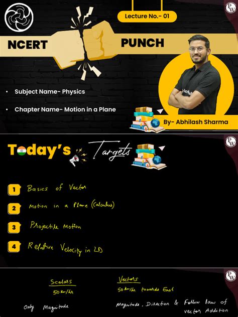 Ncert Punch 01 Motion In A Plane Part 01 Class Notes Uday 2025