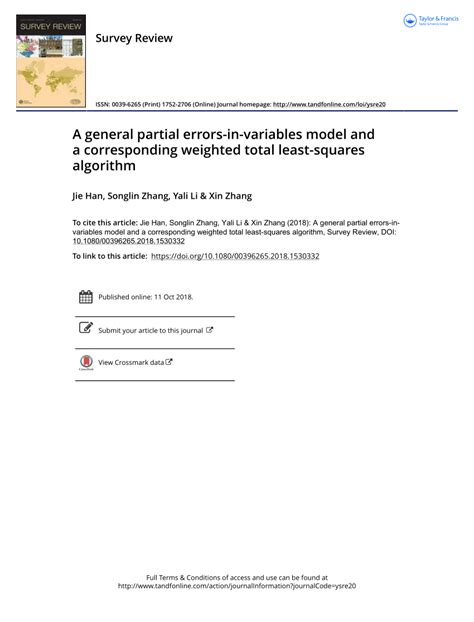 Pdf Survey Review A General Partial Errors In Variables Model And A
