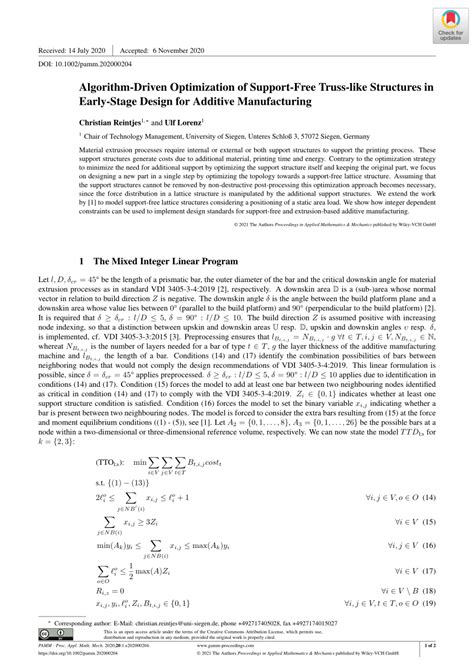 Pdf Algorithm‐driven Optimization Of Support‐free Truss‐like