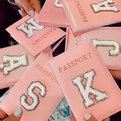 Cheille Letter Passport Holders For Women Pu Leather Passport Covers For Teens Initial Letter