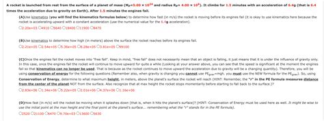 Solved A Rocket Is Launched From Rest From The Surface Of A