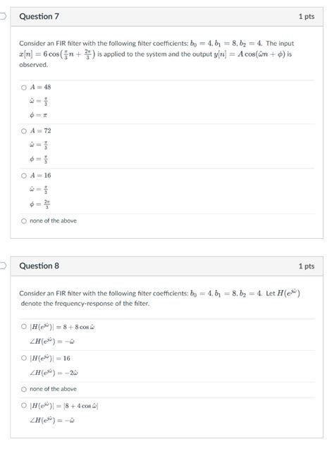 Solved Consider An Fir Filter With The Following Filter