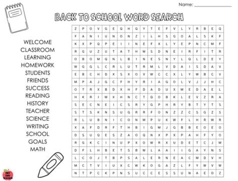 Free Back To School Word Search And Coloring Page Answer Key Included