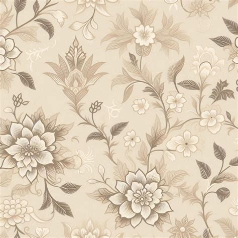Traditional Floral Patterns Light Beige Premium Ai Generated Vector