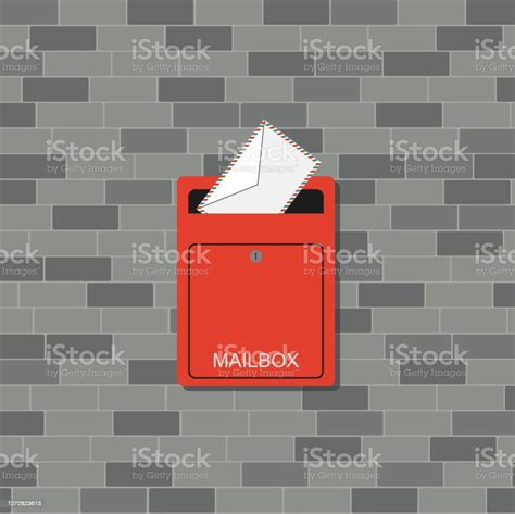편지가 있는 사서함을 엽니다 벽돌 벽에 빨간 금속 우체통 게시물에 대 한 만화 레터 박스 우편함에 대한 스톡 벡터 아트 및 기타 이미지 Istock