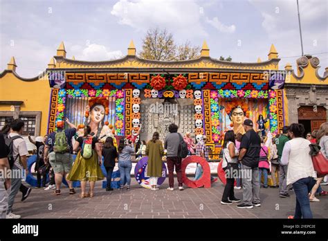 On The Eve Of Día De Los Muertos People Gather At Frida Kahlos