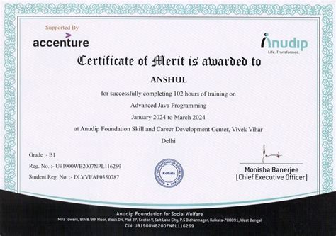 Java Certification Accenture Anudip Gniot Programming Learningjourney Anshul