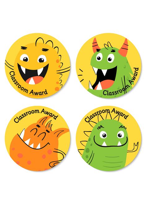 Classroom Award Stickers Doodle Education