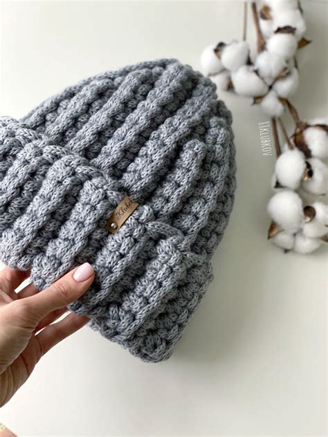 Шапка крючком вязаная шапка шапка с отворотом Knitted Hats Knitting Crochet