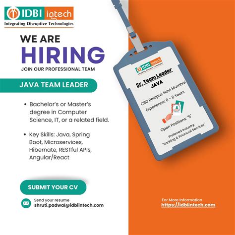 hiring javadeveloper teamlead springboot microservices idbiintech… shruti padwal