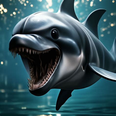 🧊creepy Symbiosis Of A Piranha And A Dolphin Gloomy Horror Tin