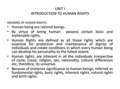 Basic Human Rights Unit 1 Pptx
