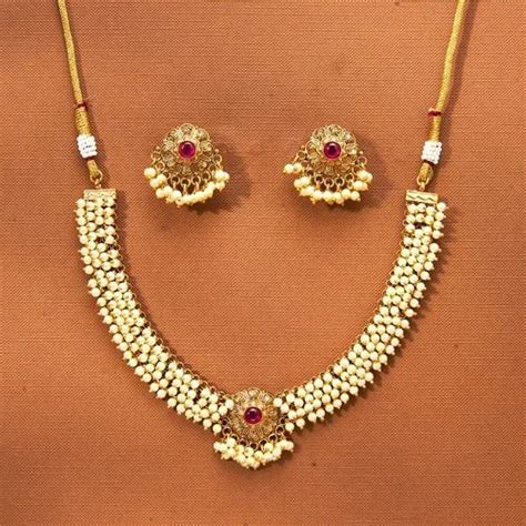 Antique Classic Necklace Set Set With Matte Gold Plating 223113 At