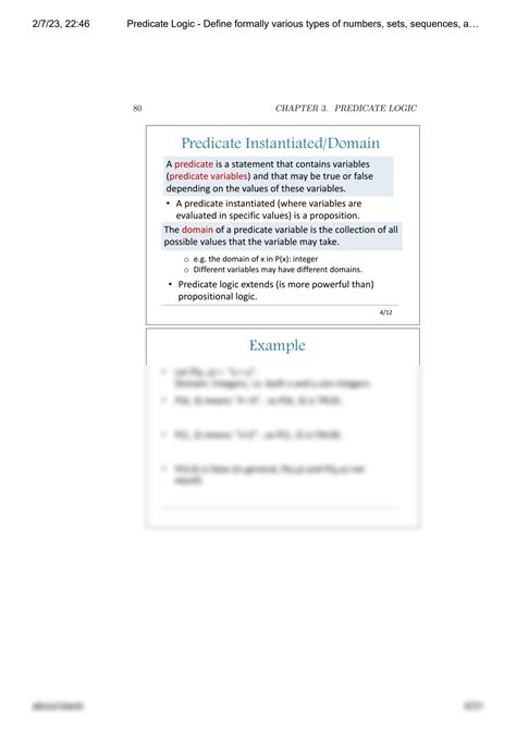 solution predicate logic define formally various types of numbers sets