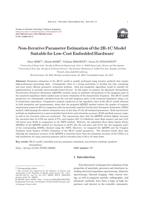 Pdf Non Iterative Parameter Estimation Of The 2r 1c Model Suitable