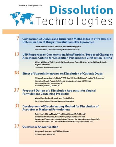 2008 Dissolution Techologies Back Issues
