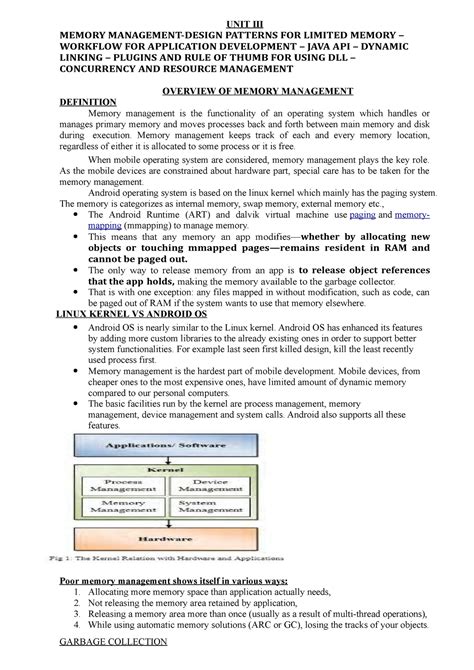 Unit Iii Notes Mobile Application Development Unit Iii Memory Management Design Patterns For