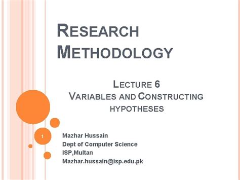 Research Methodology Lecture 6 Variables And Constructing Hypotheses