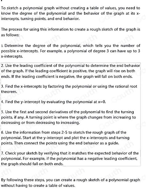 solved what information is needed to sketch a polynomial graph without