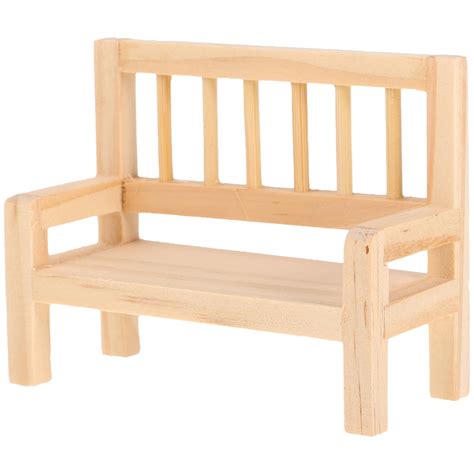 Mini Bench Figurine Mini Bench Figurine Wood Chair Modeling Statue Mini House Furniture Model