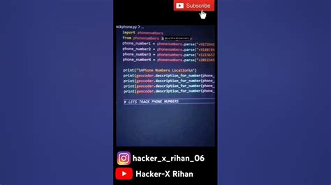 Track Anyone Phone Using Pythan Codeby Hacker X Rihansuscribe For More Comment Me Is This
