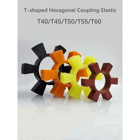 T40 T60 T Shaped Hexagonal Coupling Elastic Pad Cow Tendon Pu Wheel Buffer Pad Block 5pcs