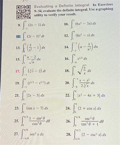 Solved Evaluating A Definite Integral In Exercises 9−34