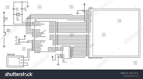 Vector Electrical Schematic Diagram Graphic Lcd Stock Vector Royalty Free 2246179527