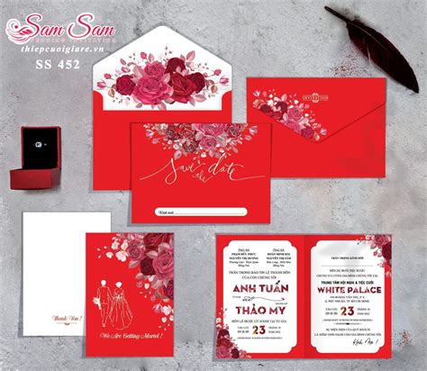 Thiệp Cưới Màu đỏ Truyền Thống Ss452 Mẫu Thiệp Cưới Đẹp Giá Rẻ In Nhanh Uy Tín Chất