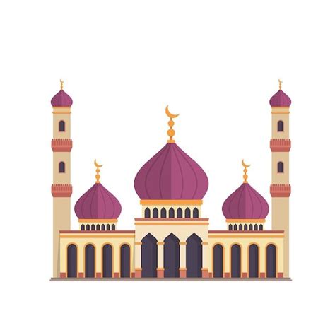 Mosque Design On White Background Free Vector Building Illustration