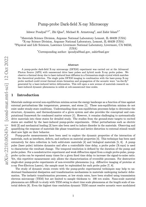 Pdf Pump Probe Dark Field X Ray Microscopy
