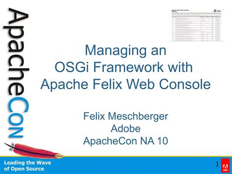 Managing An OSGi Framework With Apache Felix Web Console PPT