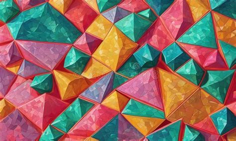 Vibrant Abstract Pattern Overlapping Triangular Shapes In Various Colors Including Pink Green
