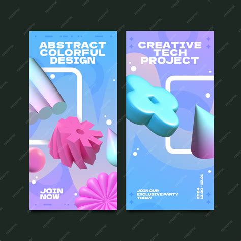 Premium Vector 3d Elements Banners In Realistic Style