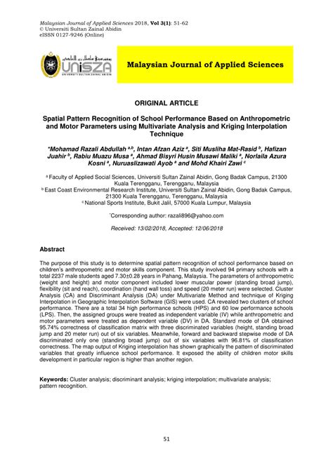 Pdf Malaysian Journal Of Applied Sciences Spatial Pattern Recognition