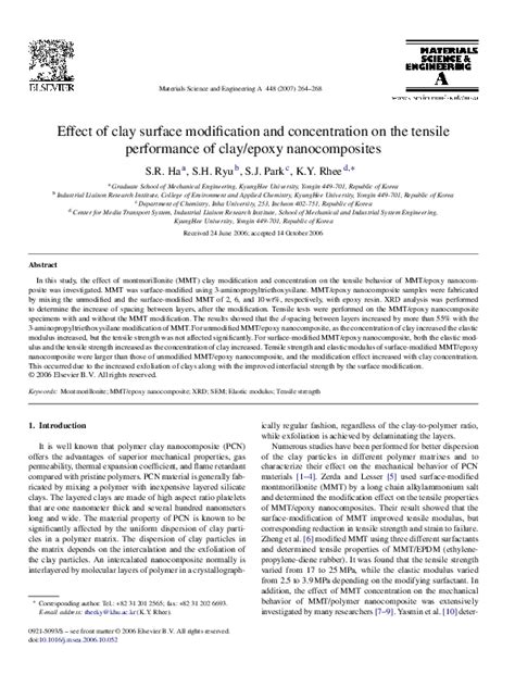 Pdf Effect Of Clay Surface Modification And Concentration On The