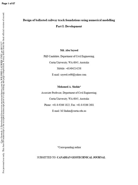 Design Of Ballasted Railway Track Foundations Using Numerical Modelling