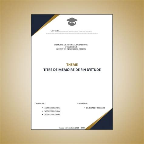 Page De Garde De Mémoire Dingénierie Word Page De Garde Mémoire